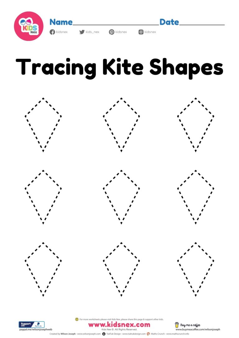 Kite Shape Worksheet - Free Printable PDF for Preschool