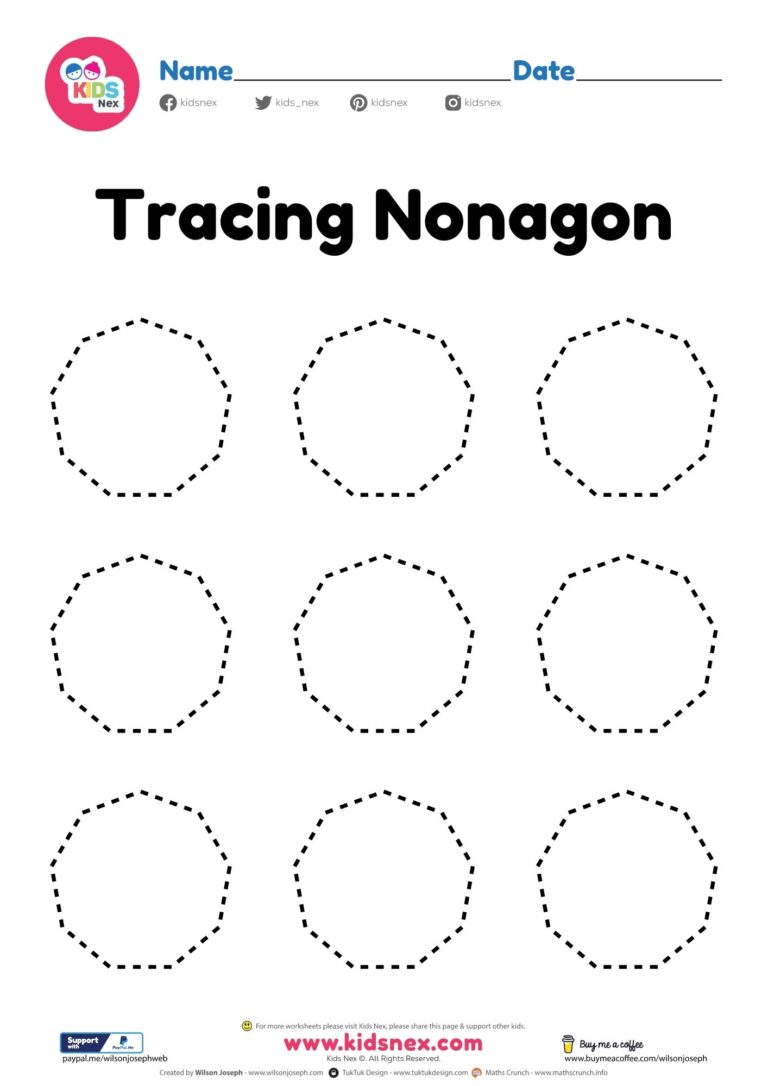 Nonagon Shape Worksheet - Free Printable PDF for Preschool