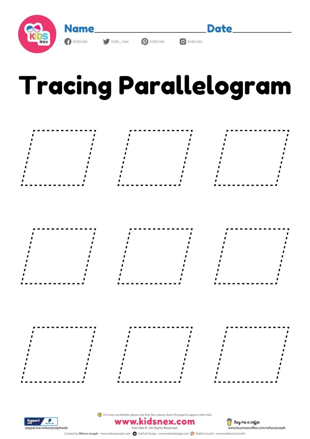 Parallelogram Shape Worksheet - Free Printable PDF