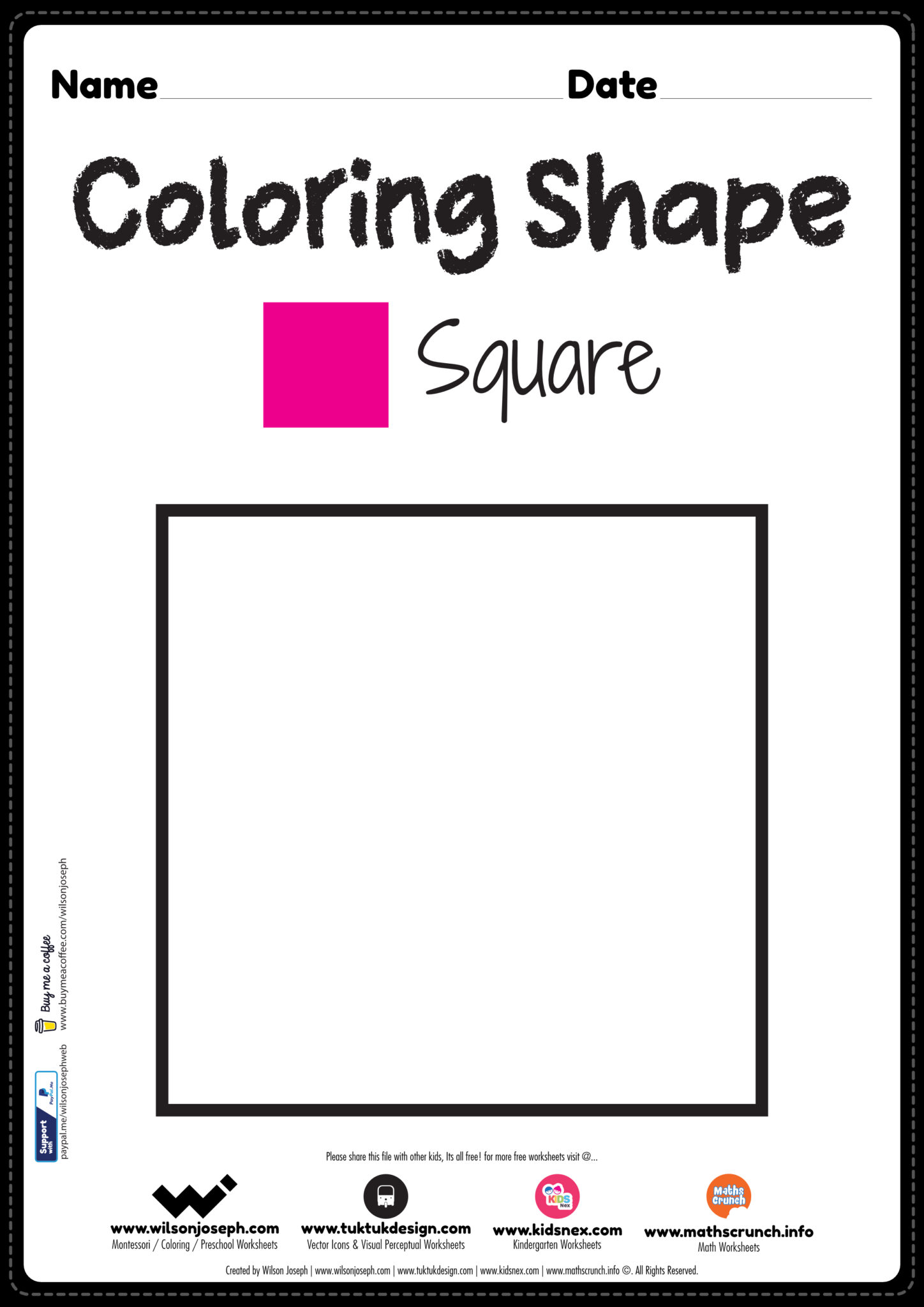 Square Coloring Page - Free Printable PDF for Preschool Kids