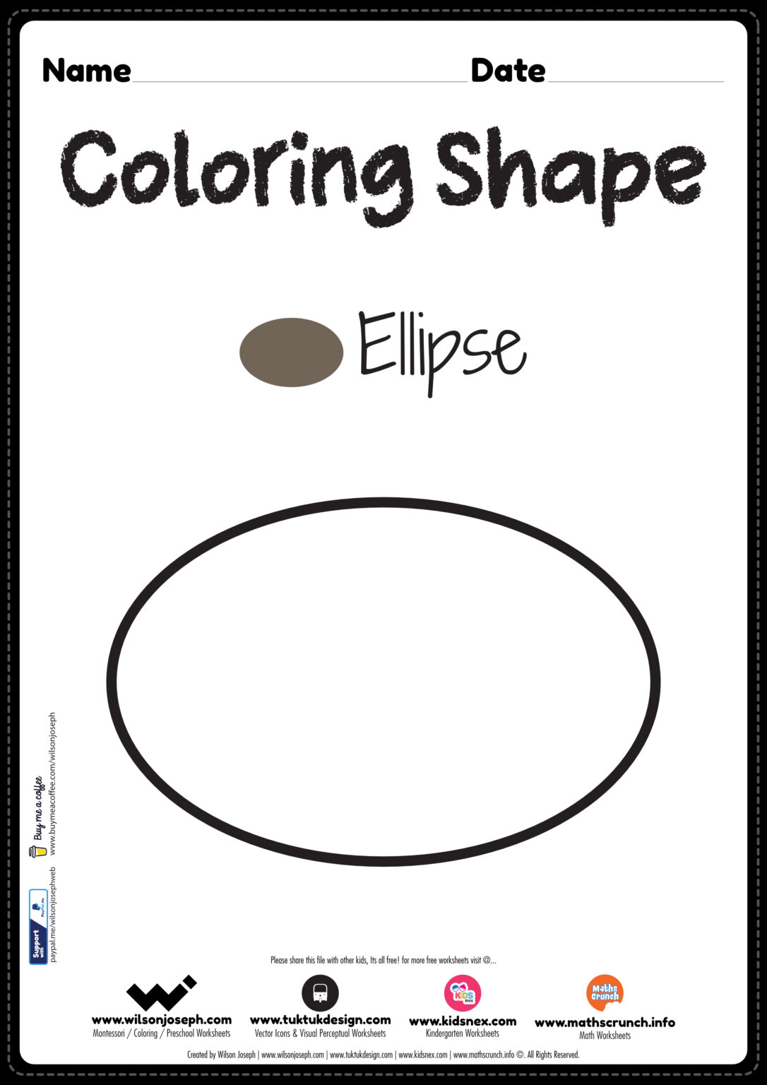 Ellipse Coloring Page - Free Printable PDF for Kindergarten