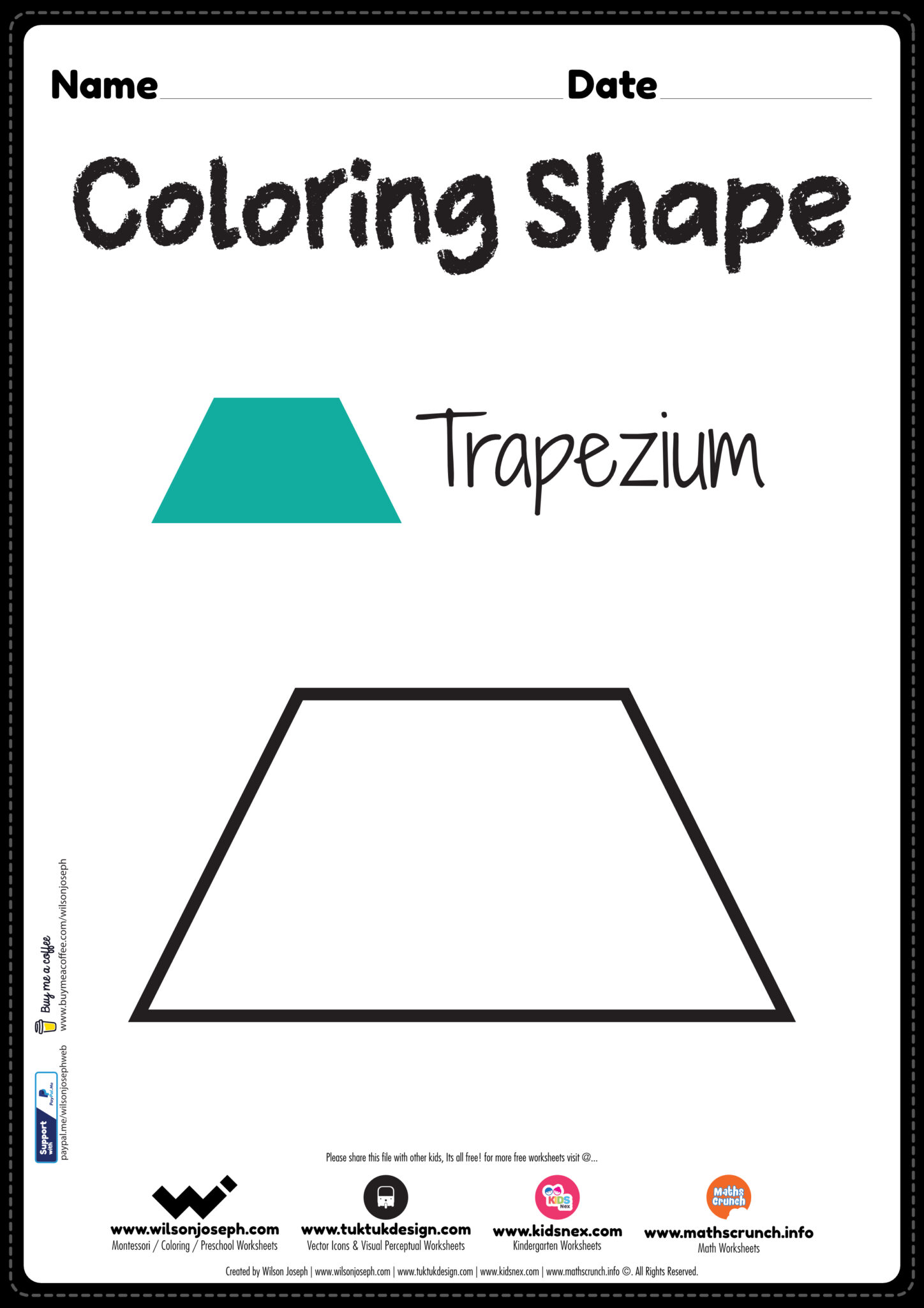 Trapezium, Trapezoid Coloring Page - Free Printable PDF Page