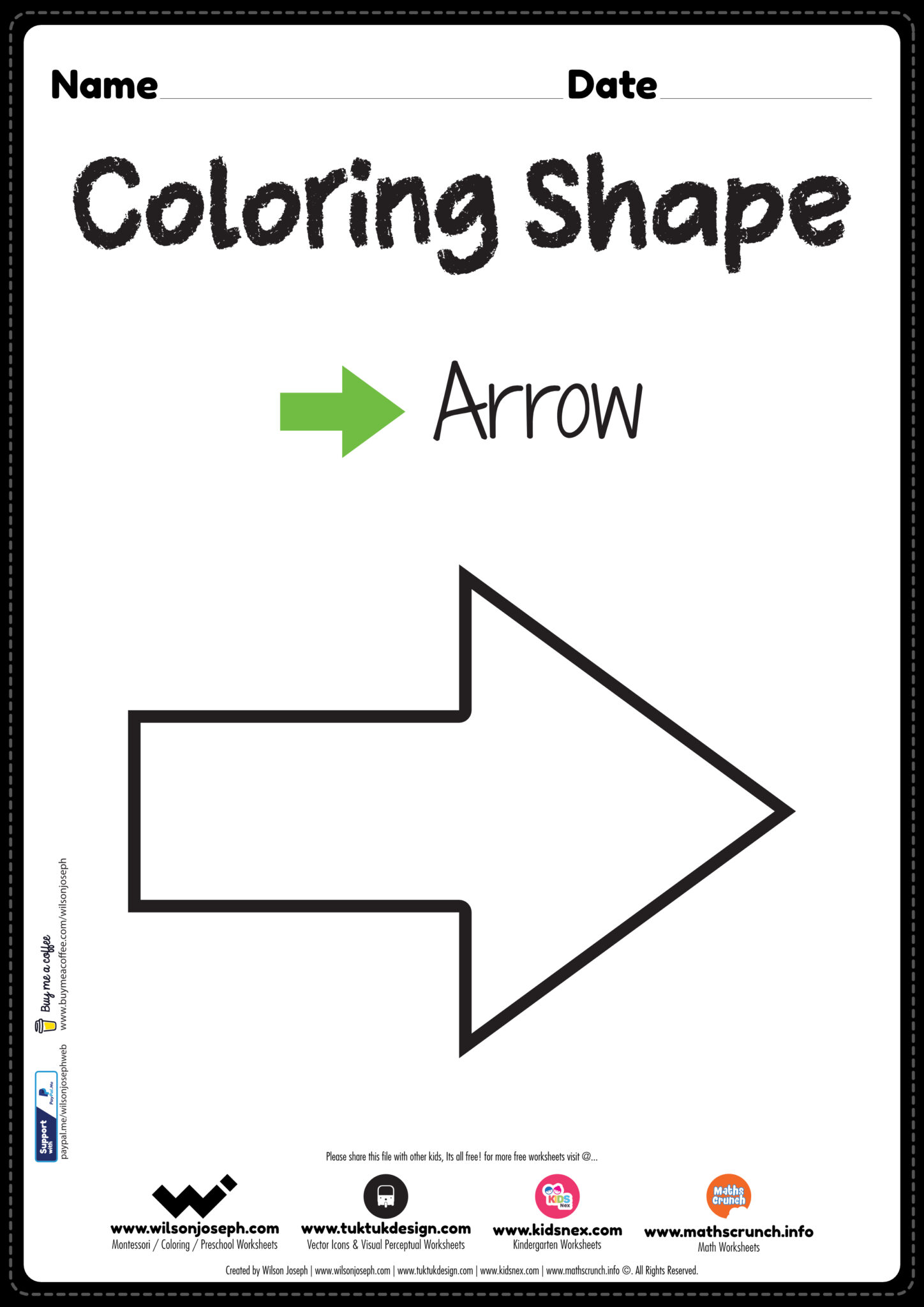 Arrow Coloring Page - Free Printable PDF for Kindergarten
