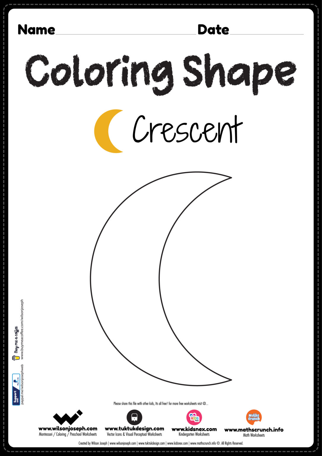 Crescent Coloring Page - Free Printable PDF for Kindergarten