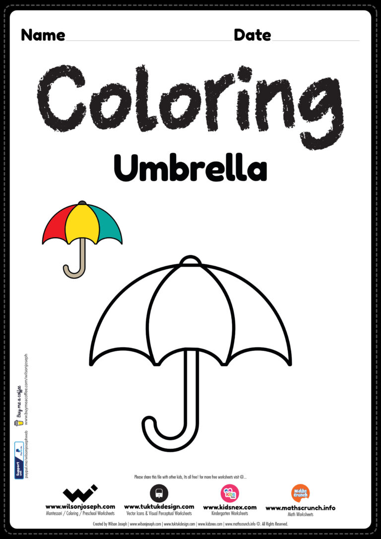 Umbrella Coloring Page - Free Printable PDF for Preschool Kids
