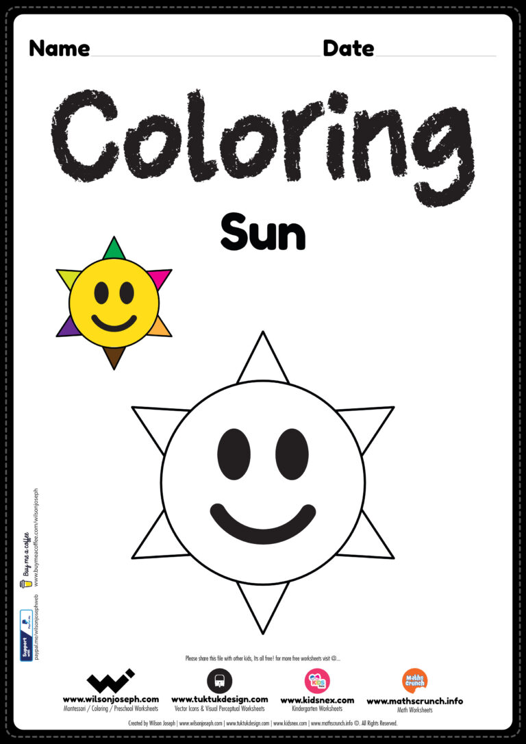 Sun Coloring Page - Free Printable PDF for Preschool Kids